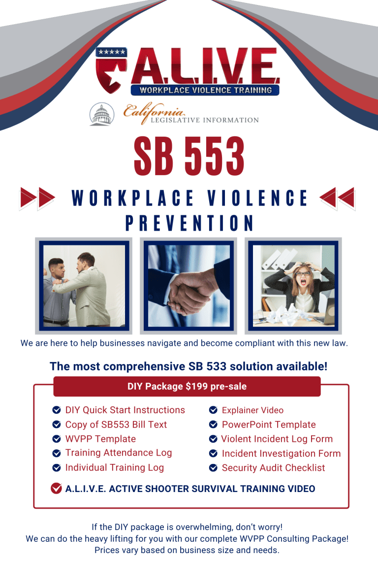 SB 553 California Workplace Violence Prevention Training Information